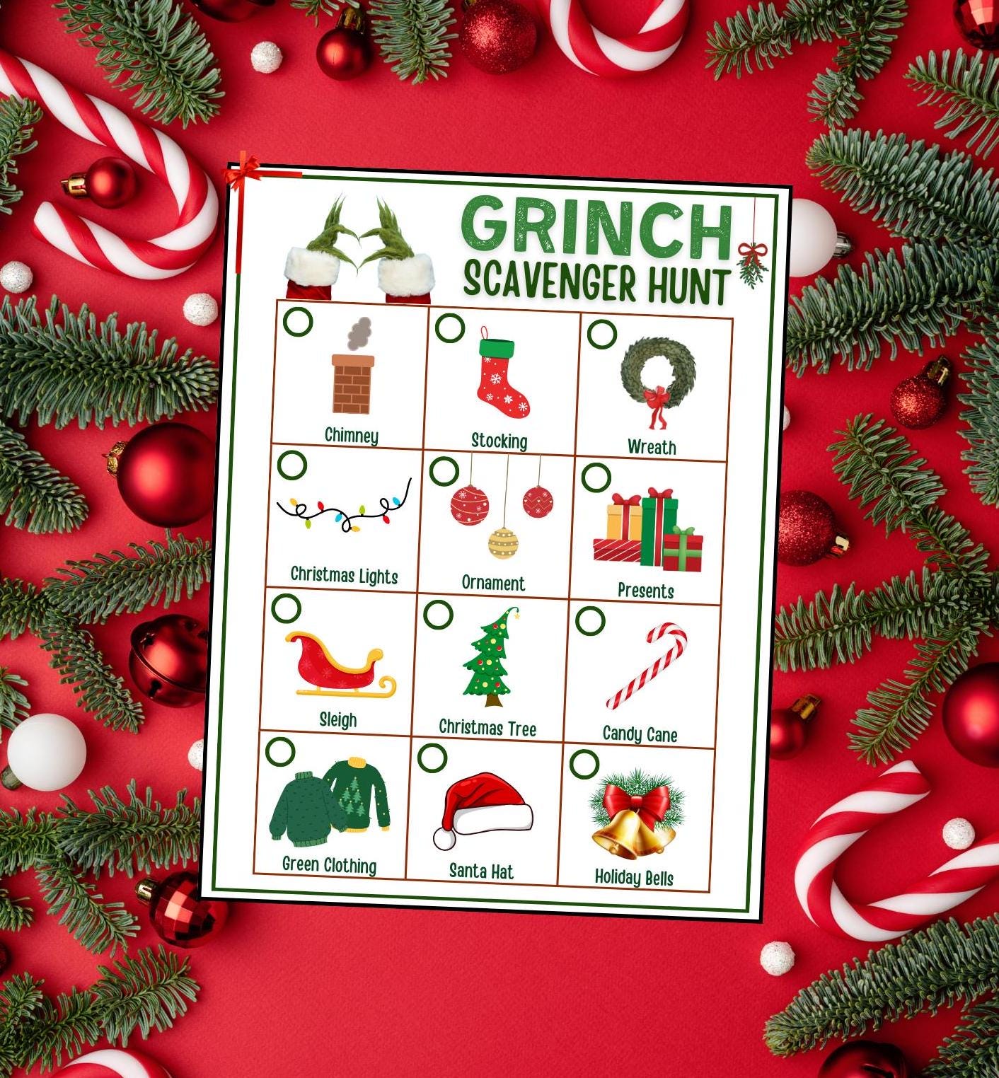 Grinch Scavenger Hunt Spy Game Printable for Kids Holiday Activities ...