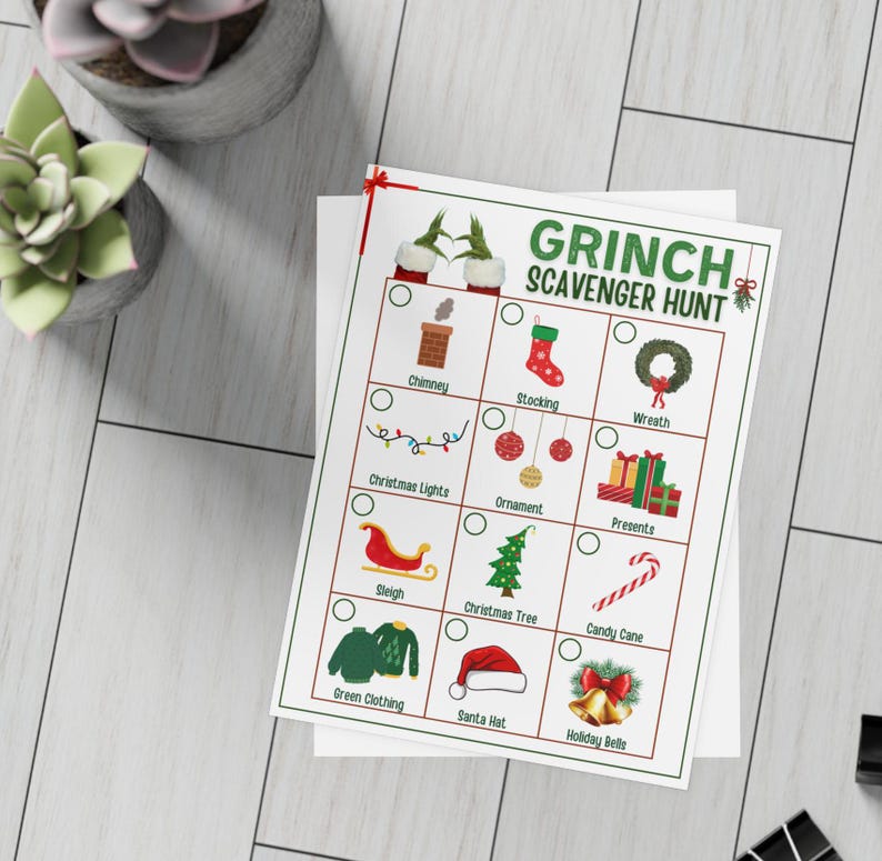 Grinch Scavenger Hunt Spy Game Printable for Kids Holiday Activities ...