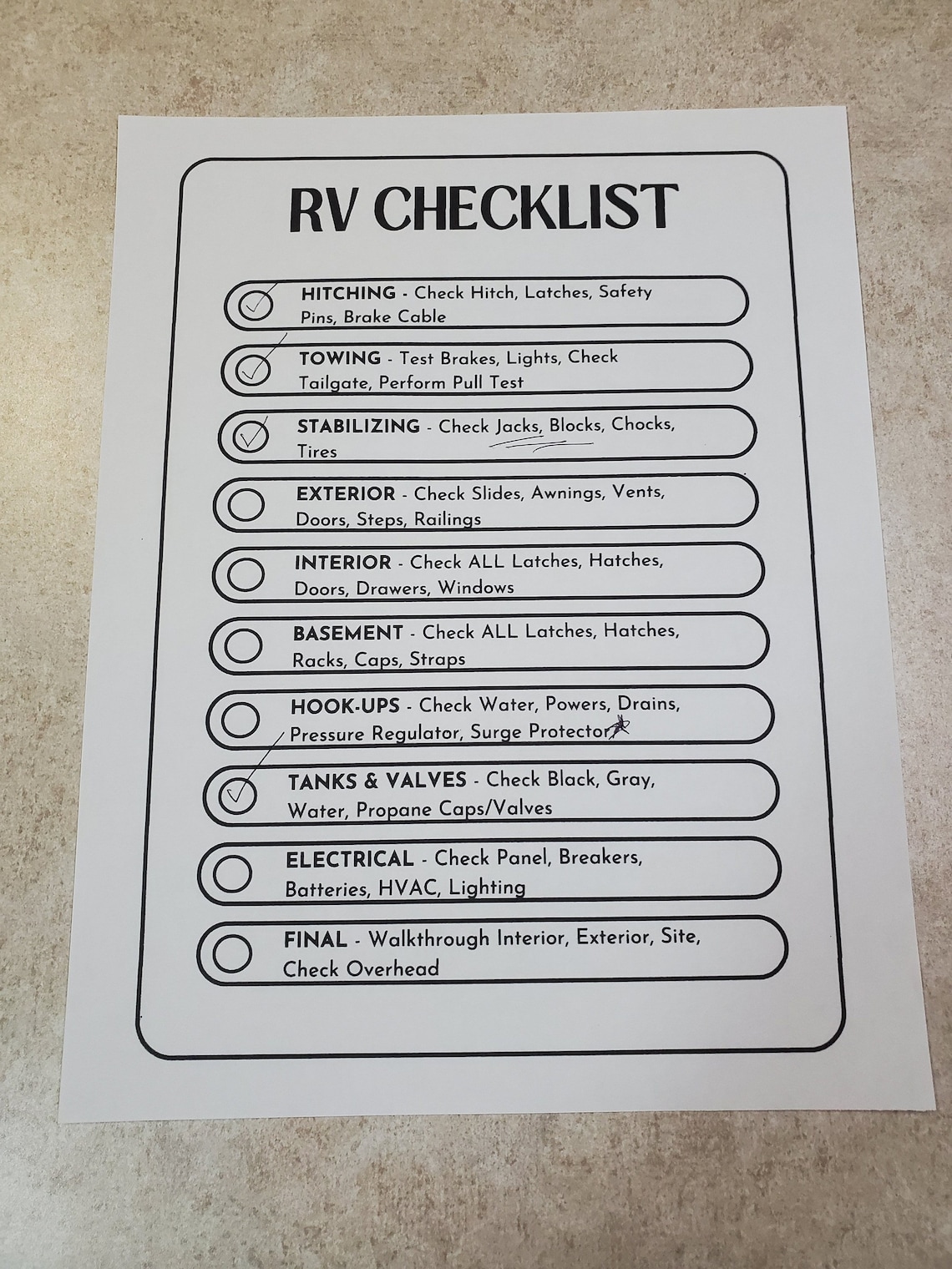 RV Checklist, Printable Checklist for RV Travel Trailer, New Motorhome ...