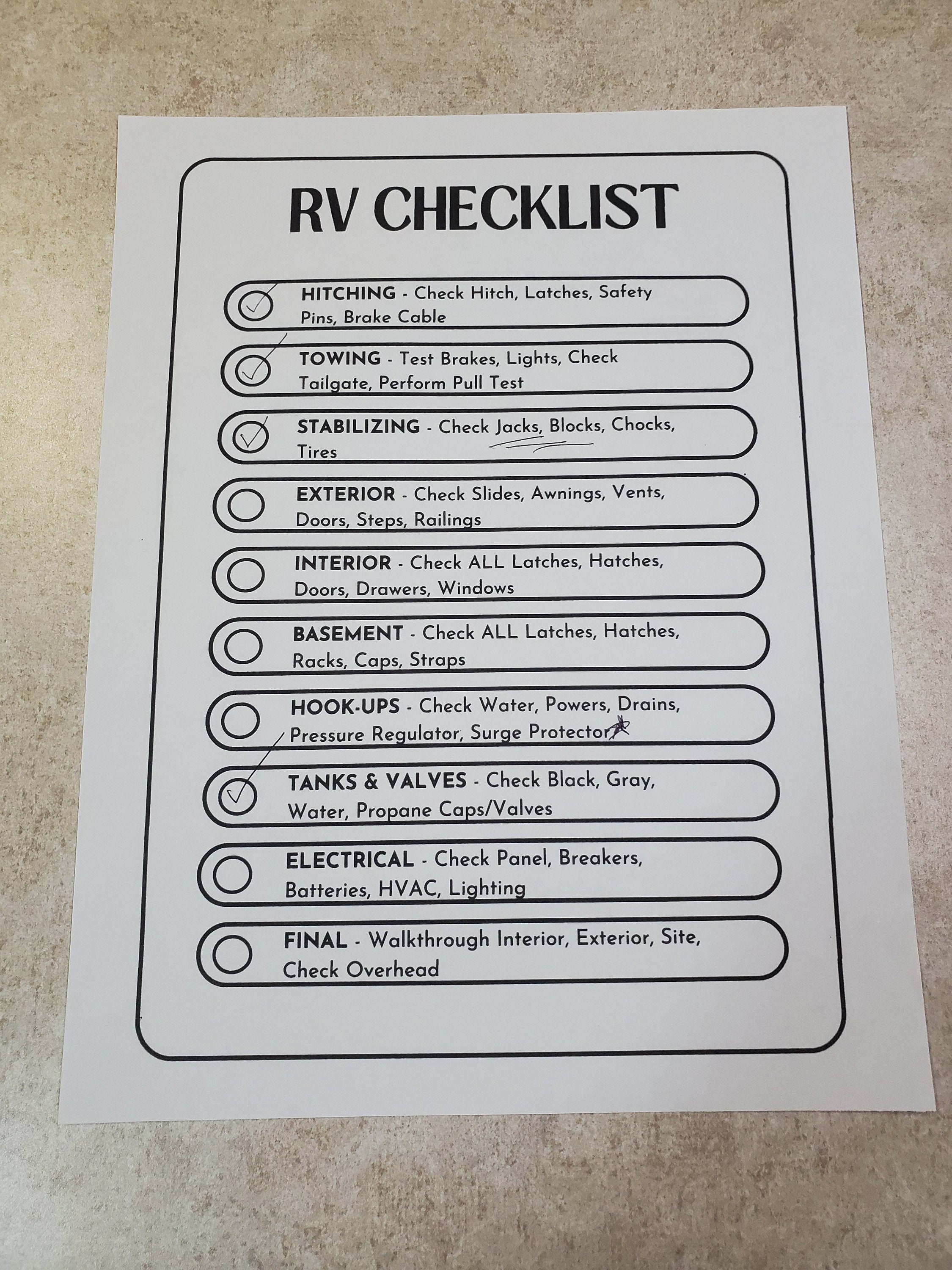 RV Checklist, Printable Checklist for RV Travel Trailer, New Motorhome ...
