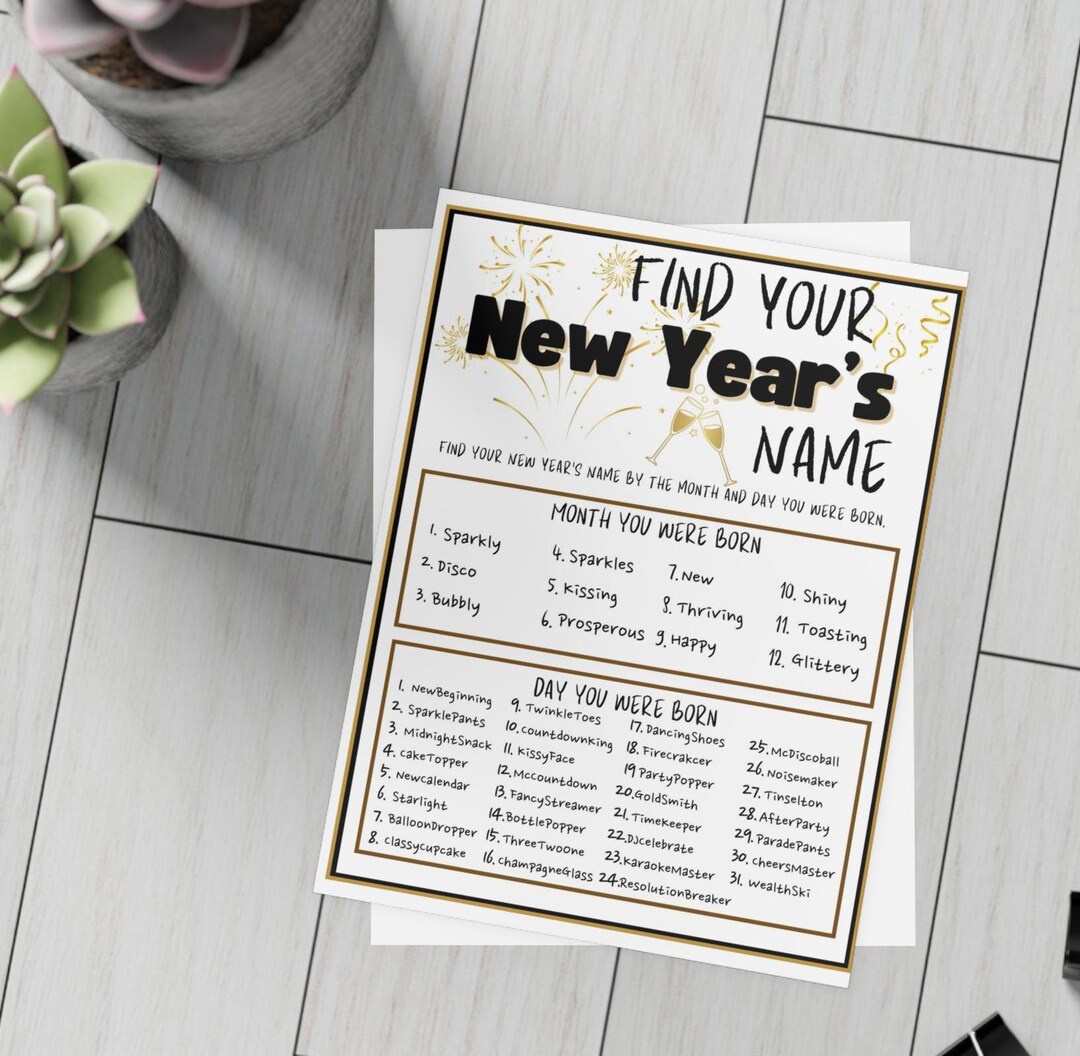 NYE Name Game Printable New Years Eve Party Activity for Kids, Find ...
