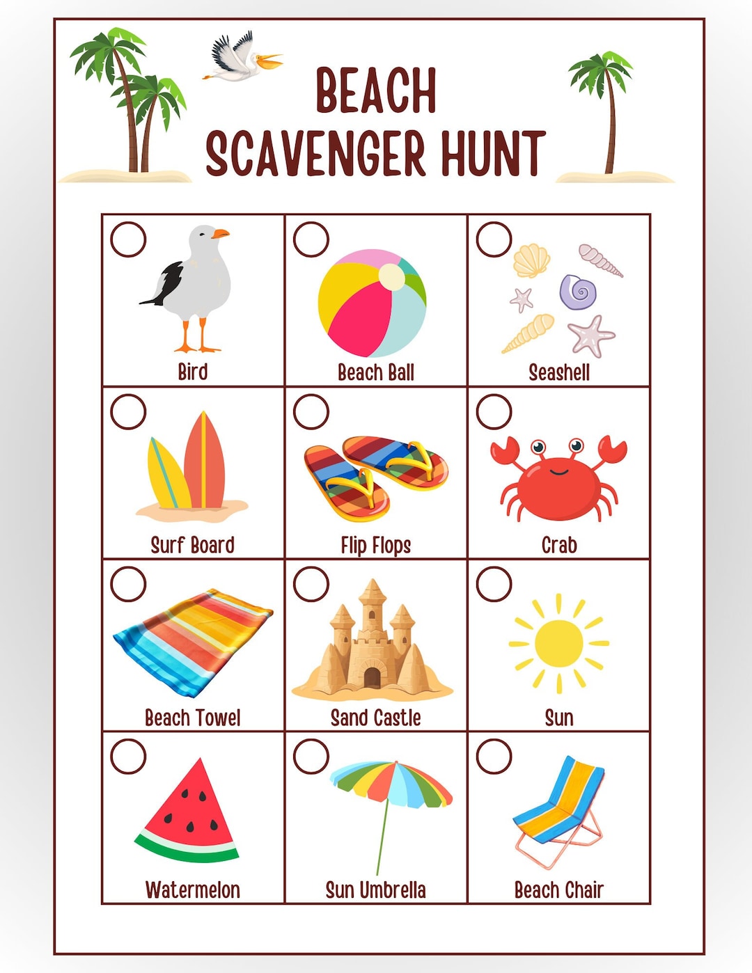 Beach Scavenger Hunt, Treasure Hunt for Beach Days With Kids, Ocean I ...