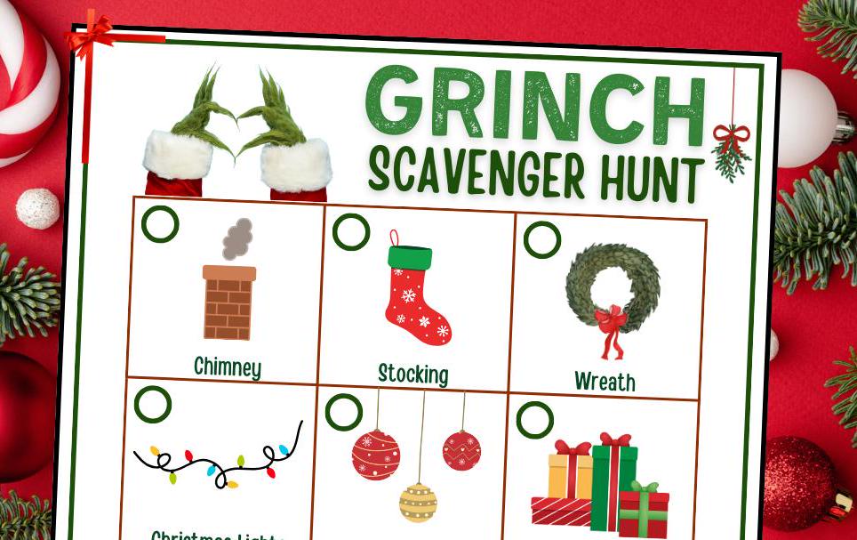 Grinch Scavenger Hunt Spy Game Printable for Kids Holiday Activities ...
