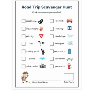 Extended Road Trip Hunt Game, Ultimate Scavenger Hunt for Long Car Ride ...