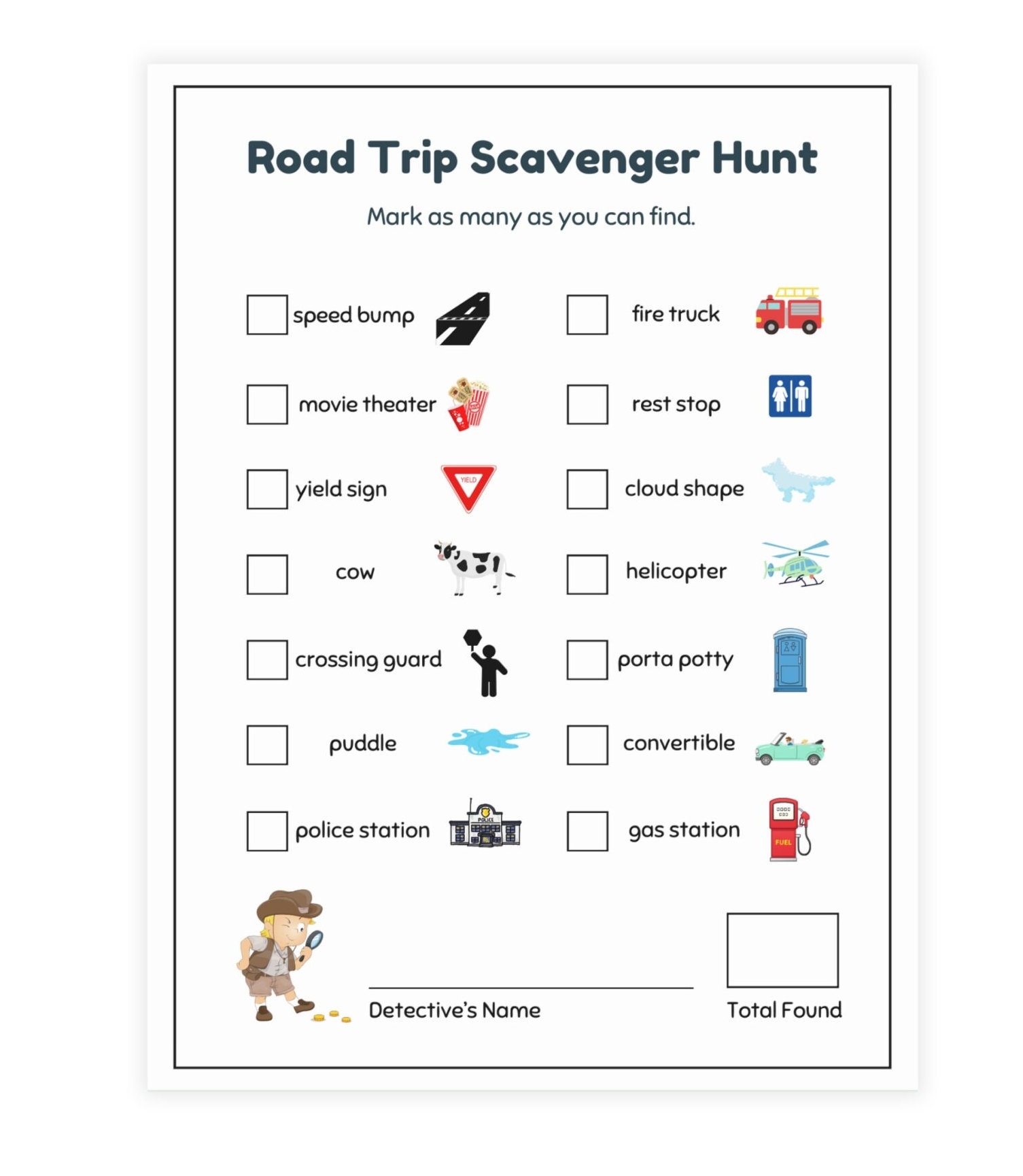 Extended Road Trip Hunt Game, Ultimate Scavenger Hunt for Long Car Ride ...