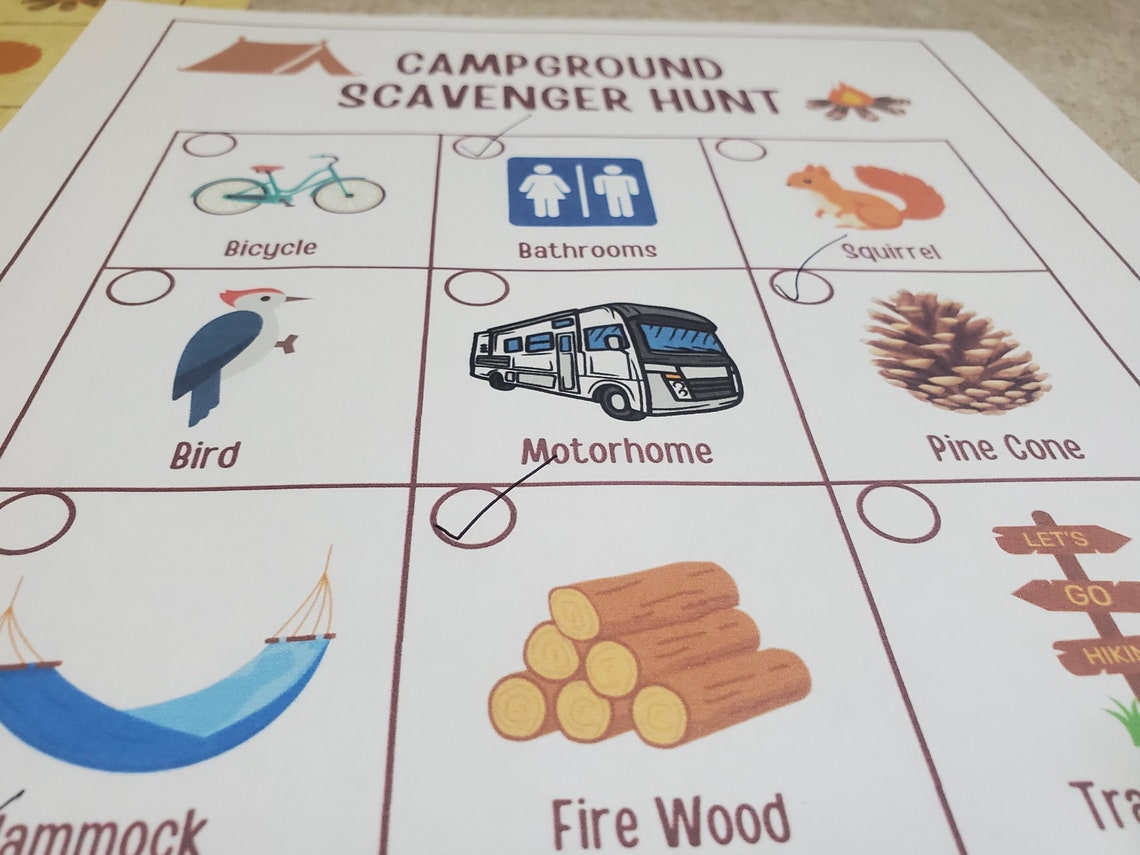 Campground Scavenger Hunt, Printable Campsite Game for Kids, Easy ...
