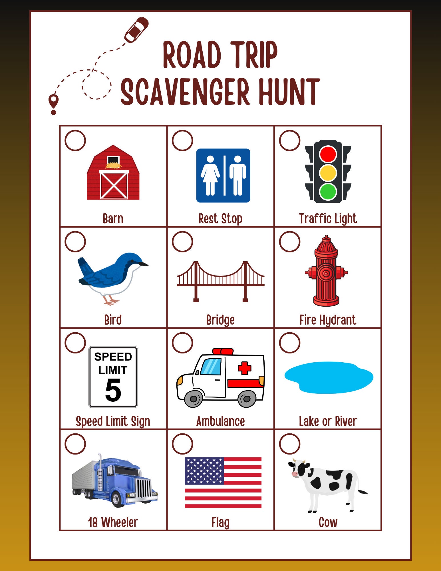 Road Trip Scavenger Hunt, Easy Treasure Hunt, Car Trip Hunt, Car Games ...