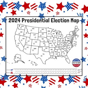 Election Map, Printable 2024 Presidential Watch Party Game, Electoral ...