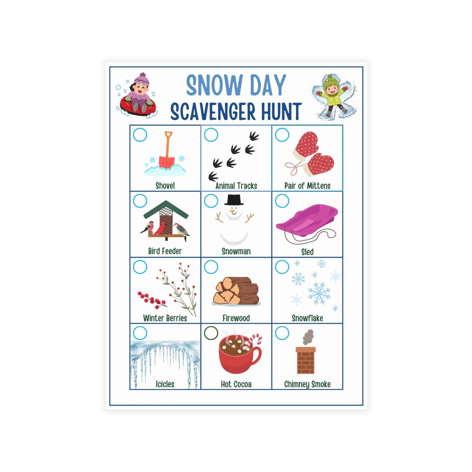 Snow Day Scavenger Hunt Printable Snowman Spy Game for Winter ...