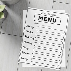 Menu Plan Printable Family Dinner Planner for Fridge, This Week's ...