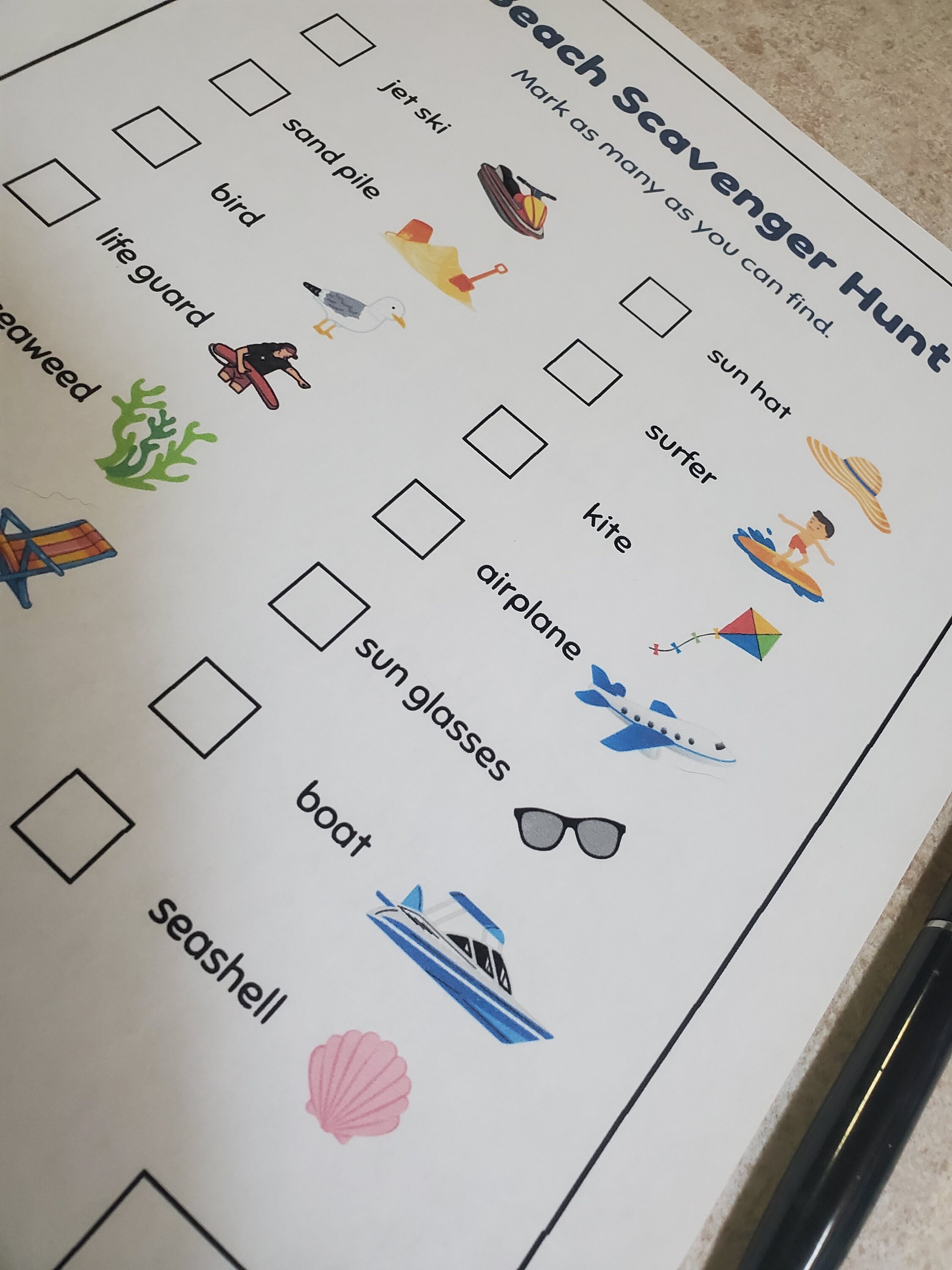 Beach Scavenger Hunt, Treasure Hunt, I Spy Game for Kids, Beach Hunt ...