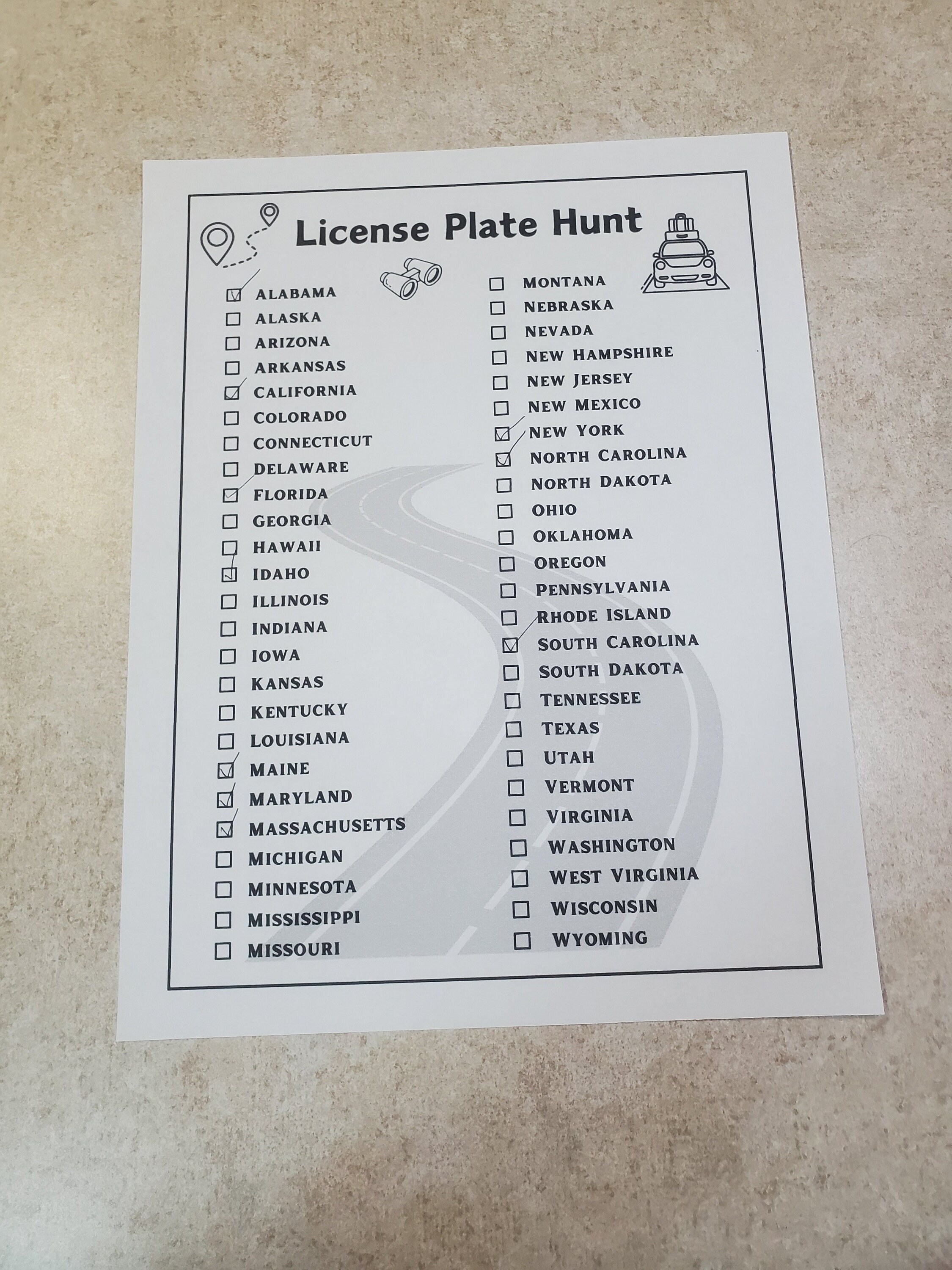 License Plate Hunt, License Plate Game, Road Trip Scavenger Hunt, Cross ...