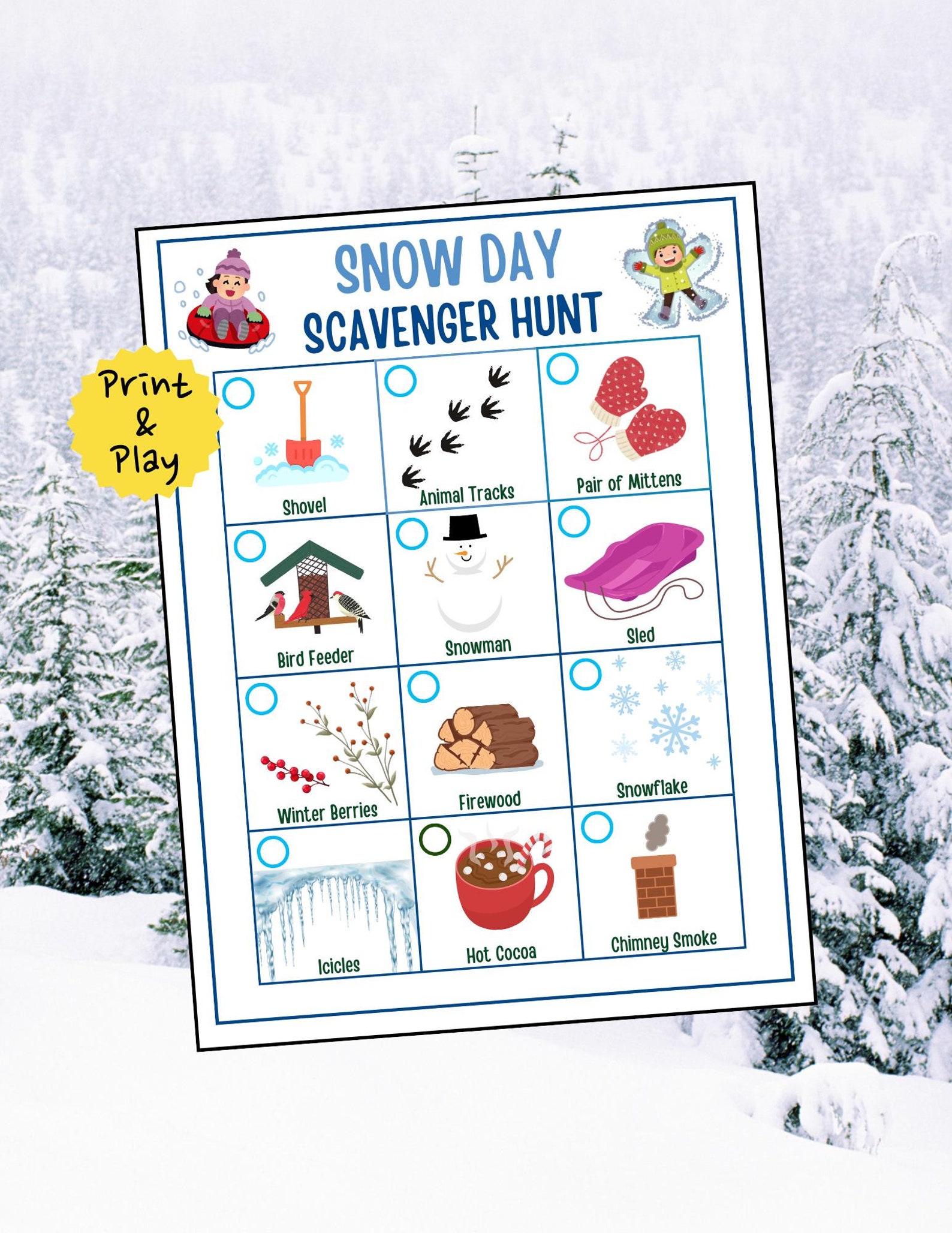 Snow Day Scavenger Hunt Printable Snowman Spy Game for Winter ...