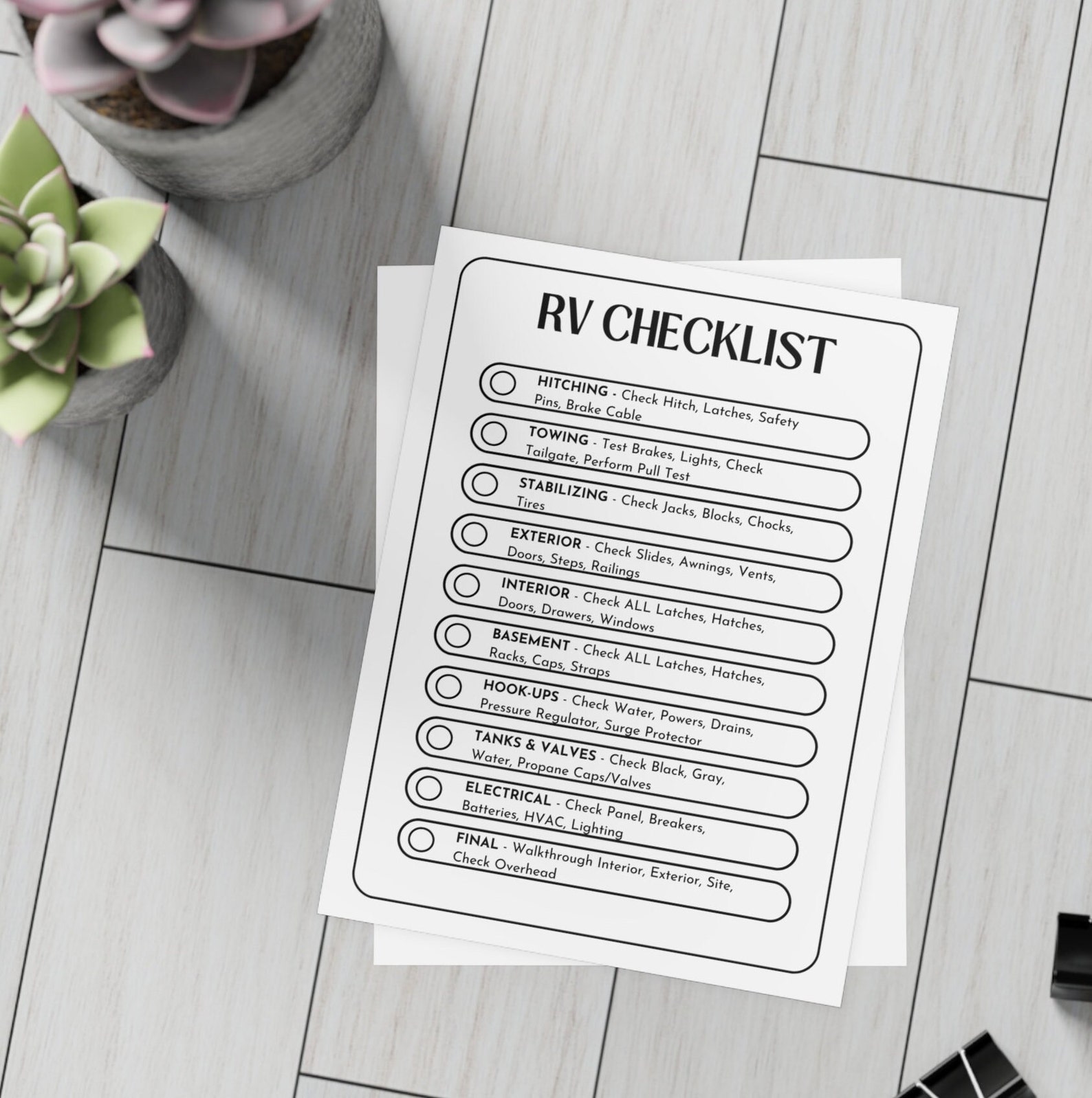 RV Checklist, Printable Checklist for RV Travel Trailer, New Motorhome ...