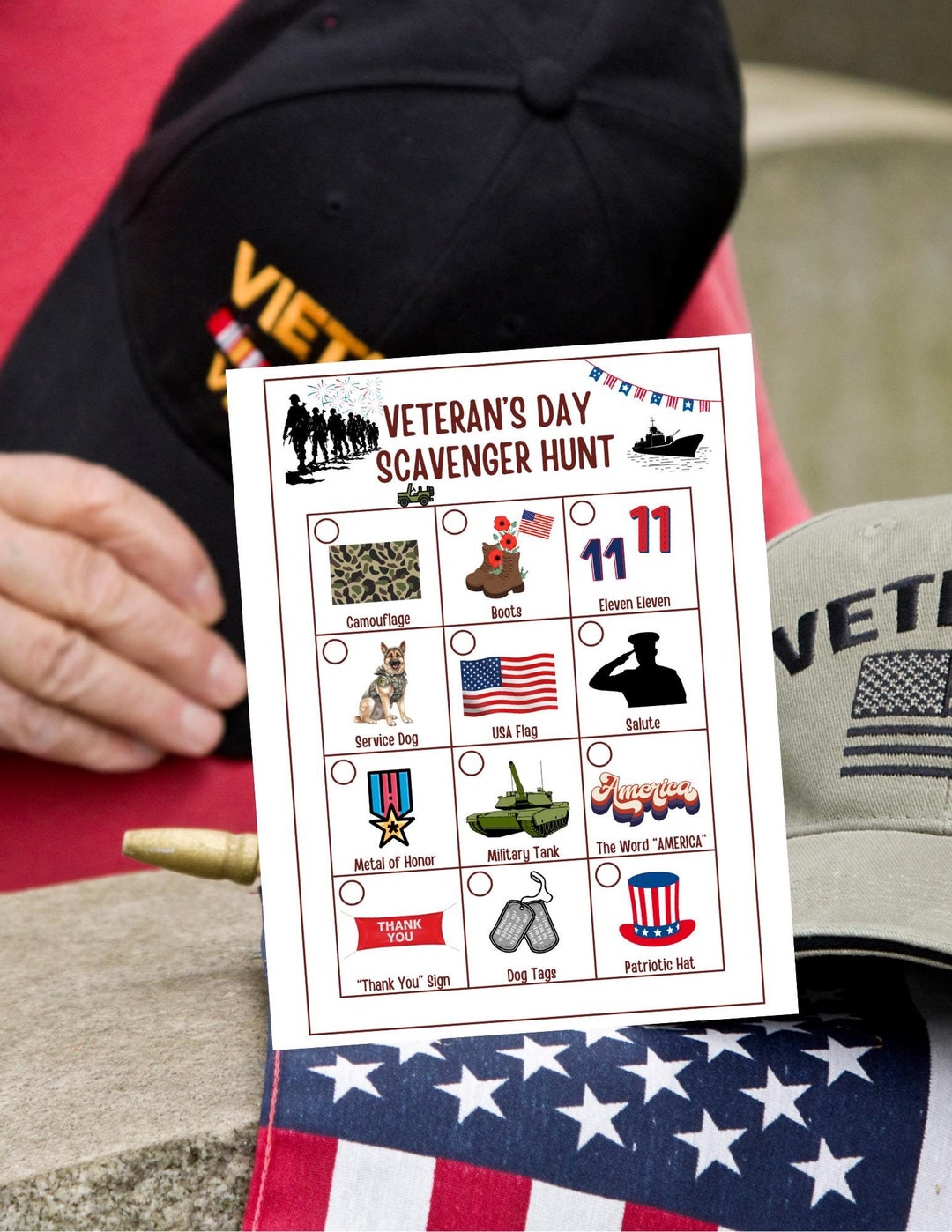Veteran's Day Scavenger Hunt Printable Activity for Veterans Day Party ...