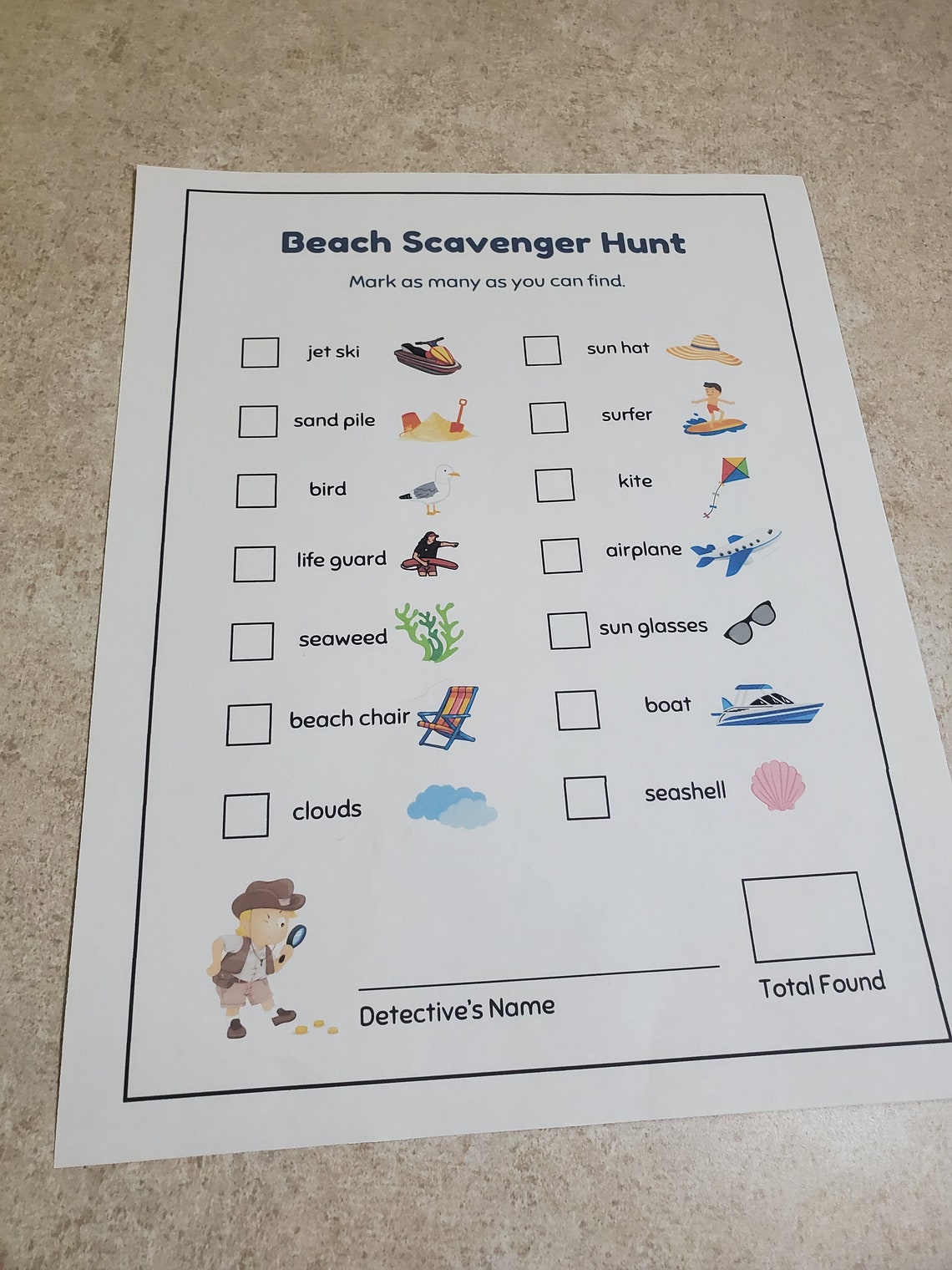 Beach Scavenger Hunt, Treasure Hunt, I Spy Game for Kids, Beach Hunt ...