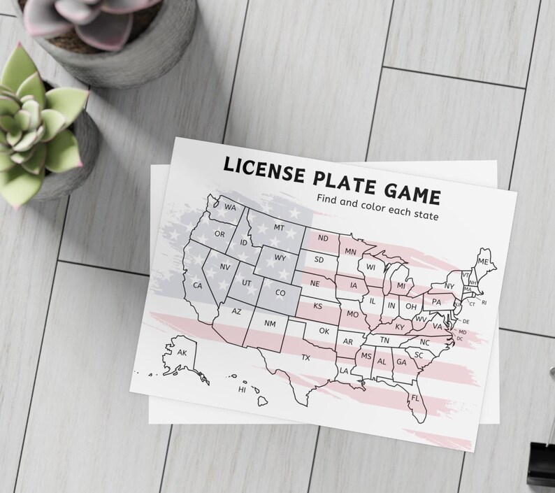 License Plate Map Game Printable Road Trip Game for Family Scavenger ...