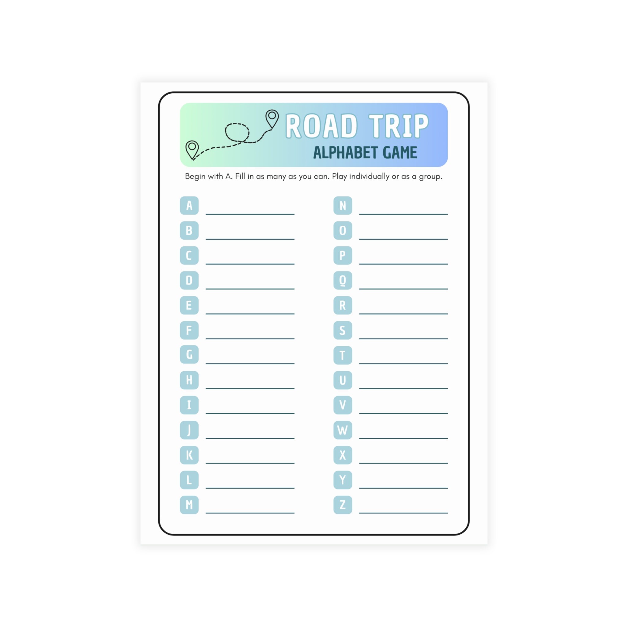 Road Trip Alphabet Hunt Game for Long Car Rides, Road Trip Game ...