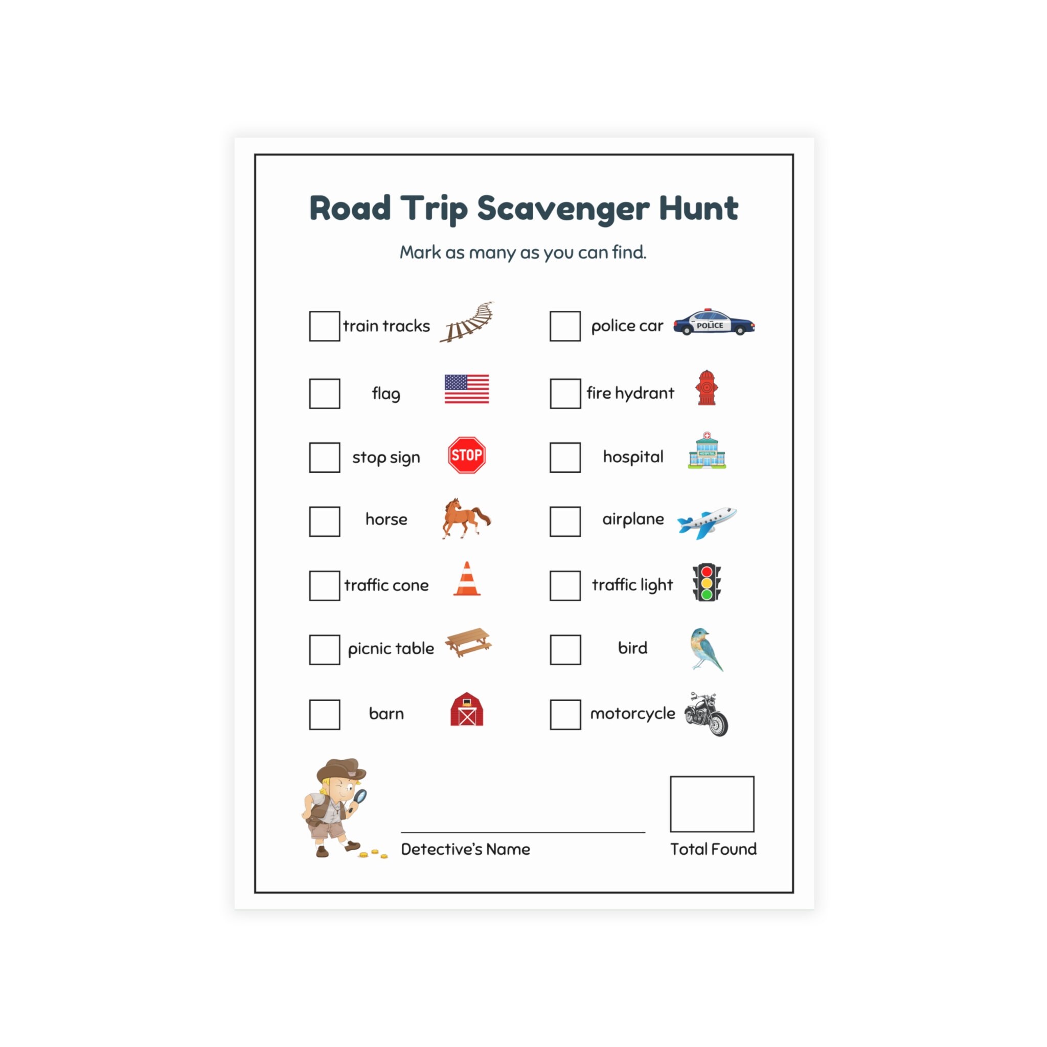Road Trip Hunt Game for Long Car Rides With Kid Games, Scavenger Hunt ...