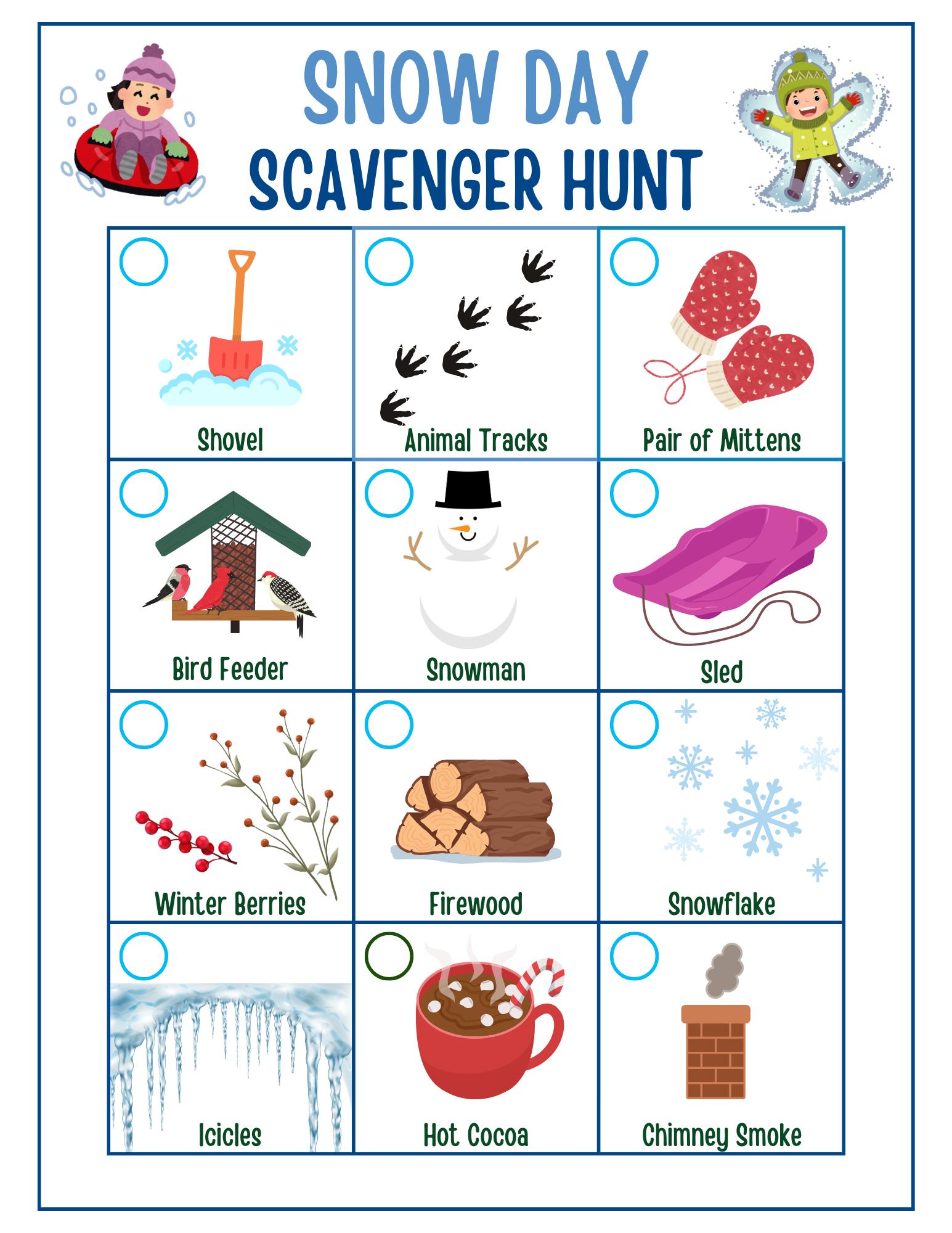Snow Day Scavenger Hunt Printable Snowman Spy Game for Winter ...