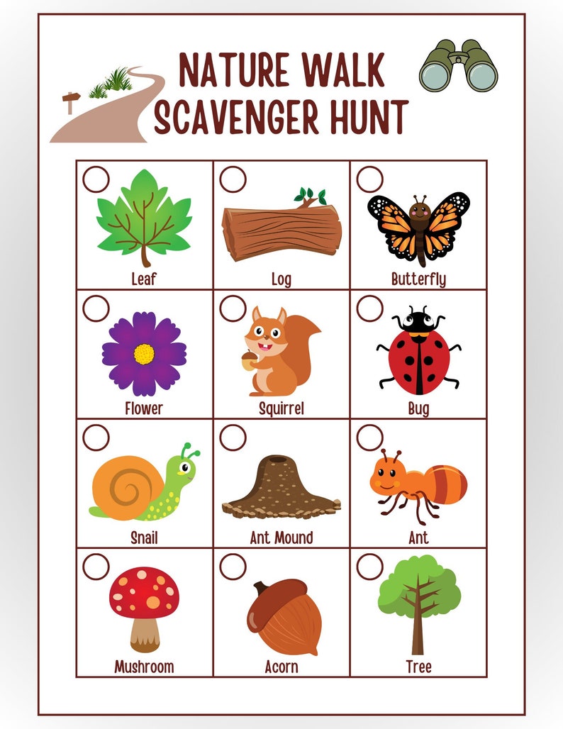 Nature Walk Scavenger Hunt, Printable Camp Game, Campsite Fun for ...
