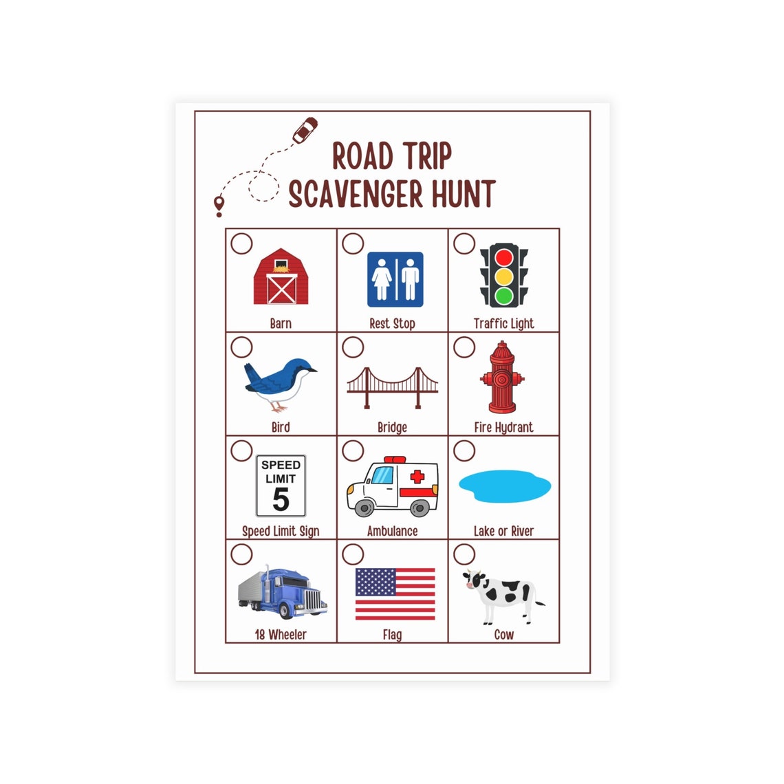 Road Trip Scavenger Hunt, Easy Treasure Hunt, Car Trip Hunt, Car Games ...