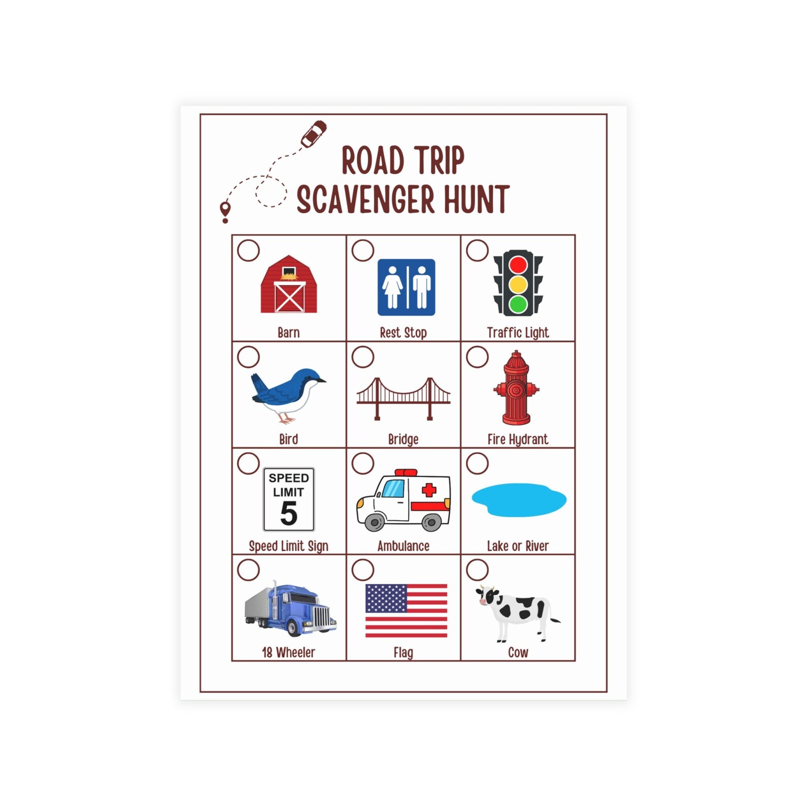 Road Trip Scavenger Hunt, Easy Treasure Hunt, Car Trip Hunt, Car Games ...