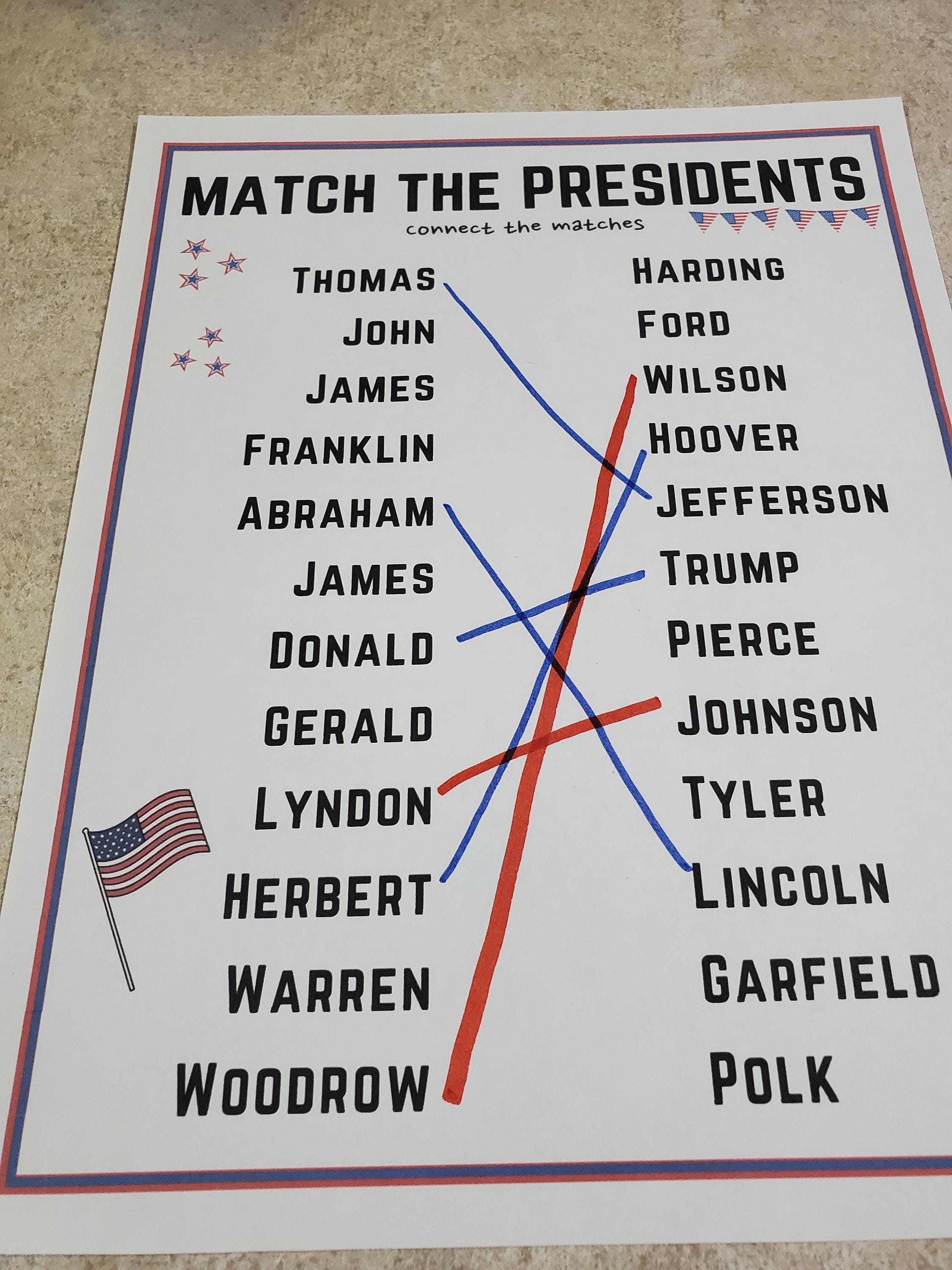 Election Night Game for Family, Match the Presidents Watch Party Game ...