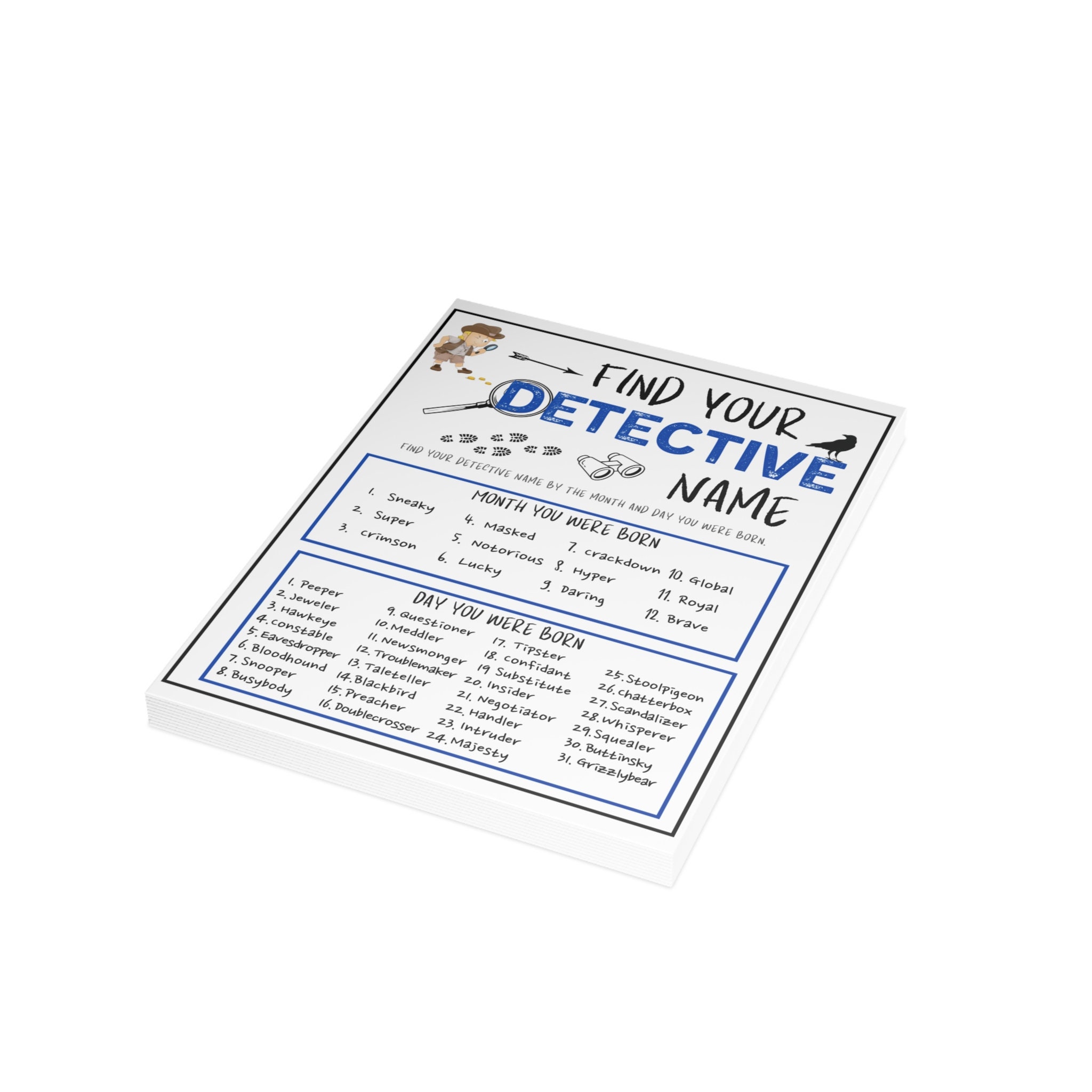 Find Your Detective Name Game for Kids Scavenger Hunt Games, Printable ...