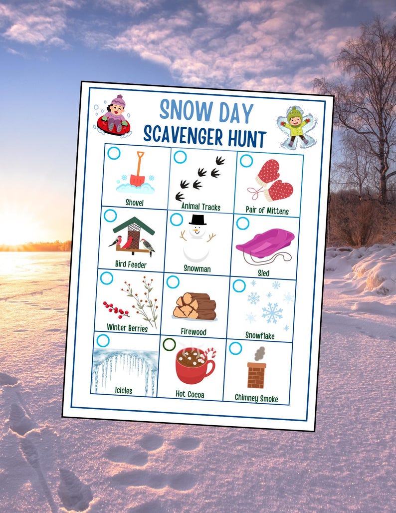 Snow Day Scavenger Hunt Printable Snowman Spy Game for Winter ...