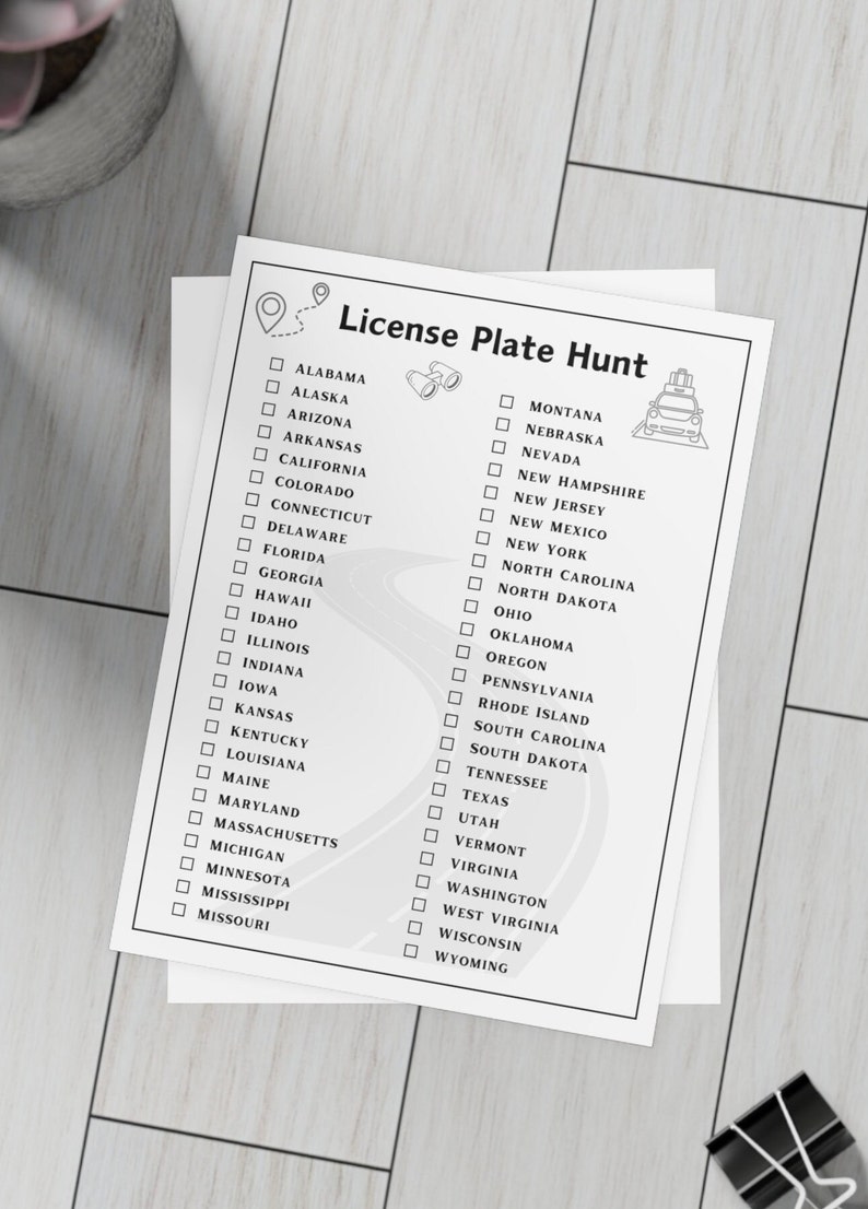 License Plate Hunt, License Plate Game, Road Trip Scavenger Hunt, Cross ...