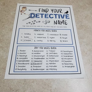 Find Your Detective Name Game for Kids Scavenger Hunt Games, Printable ...