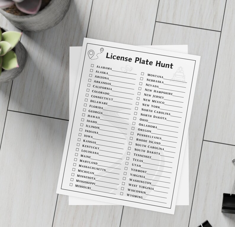 License Plate Game Printable With Extra Option - Find the State Plate ...