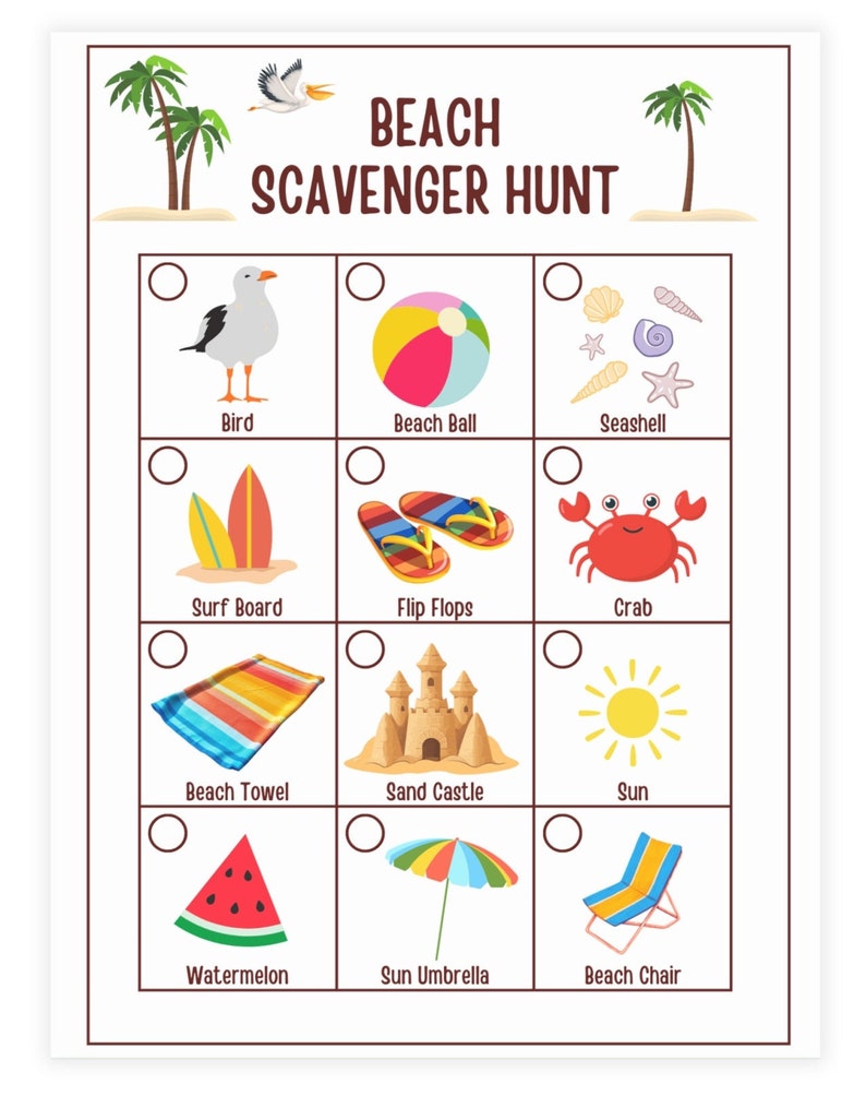 Beach Scavenger Hunt, Treasure Hunt for Beach Days With Kids, Ocean I ...