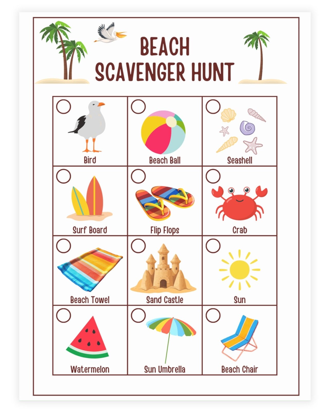 Beach Scavenger Hunt, Treasure Hunt for Beach Days With Kids, Ocean I ...