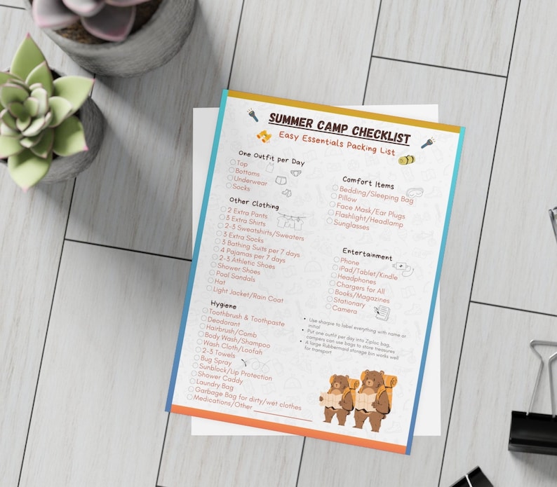 Summer Camp Checklist, Printable Camp List, Camping Essentials List ...