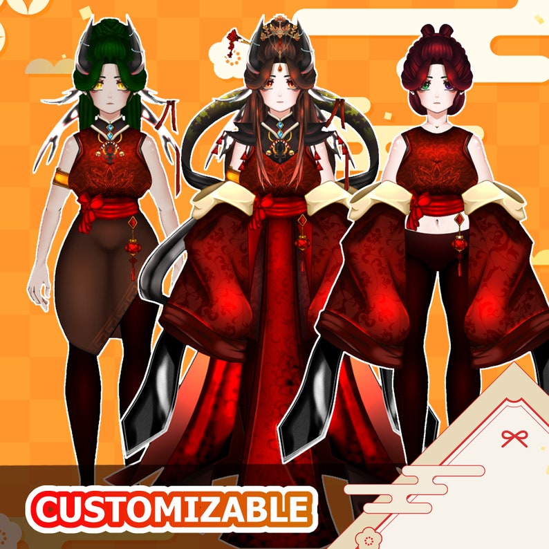 Luna Solar Vtuber Model: Chinese New Year Full Body (ready to Use) - Etsy