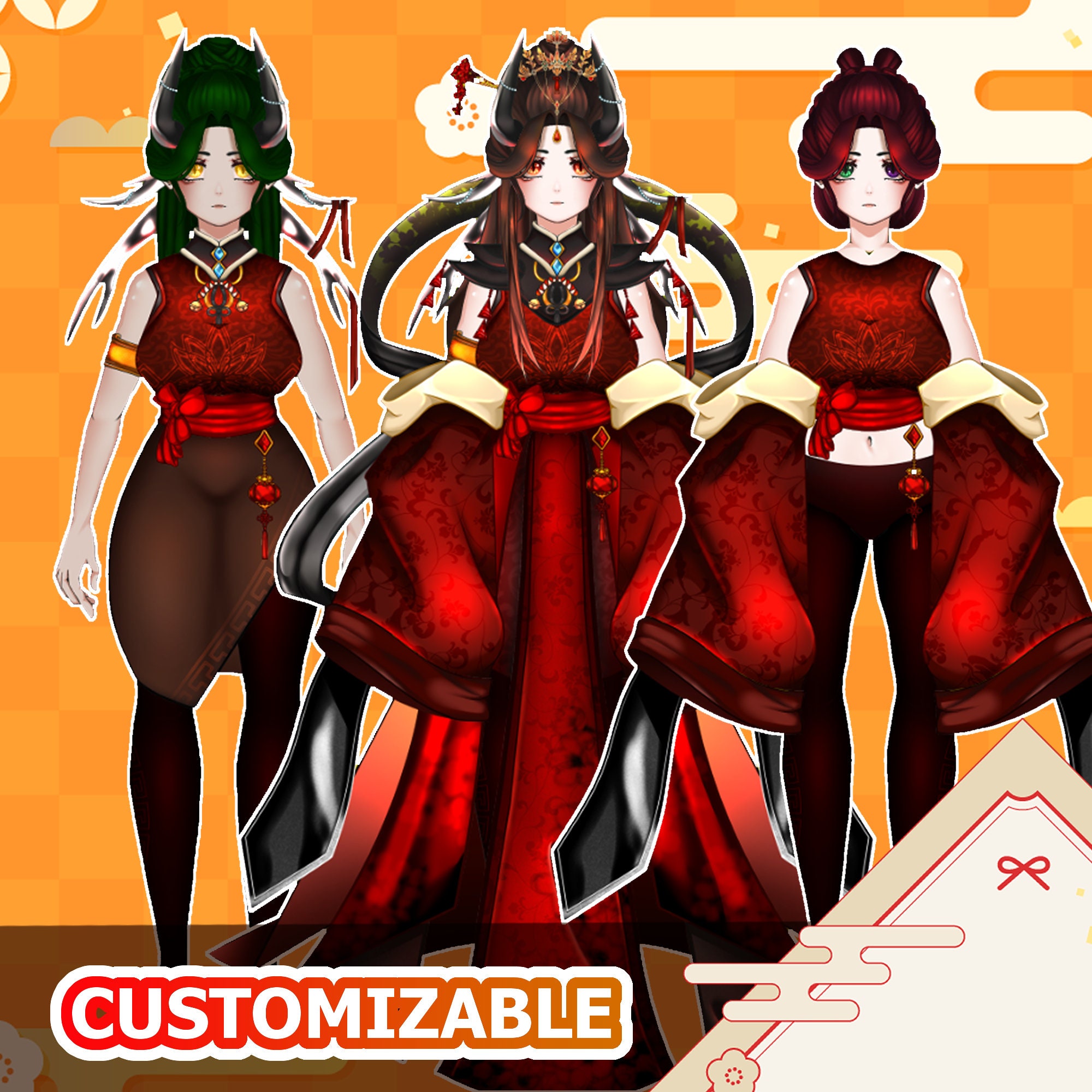 Live2d Vtuber Model for Commercial Use Luna Solar Chinese New Year ...