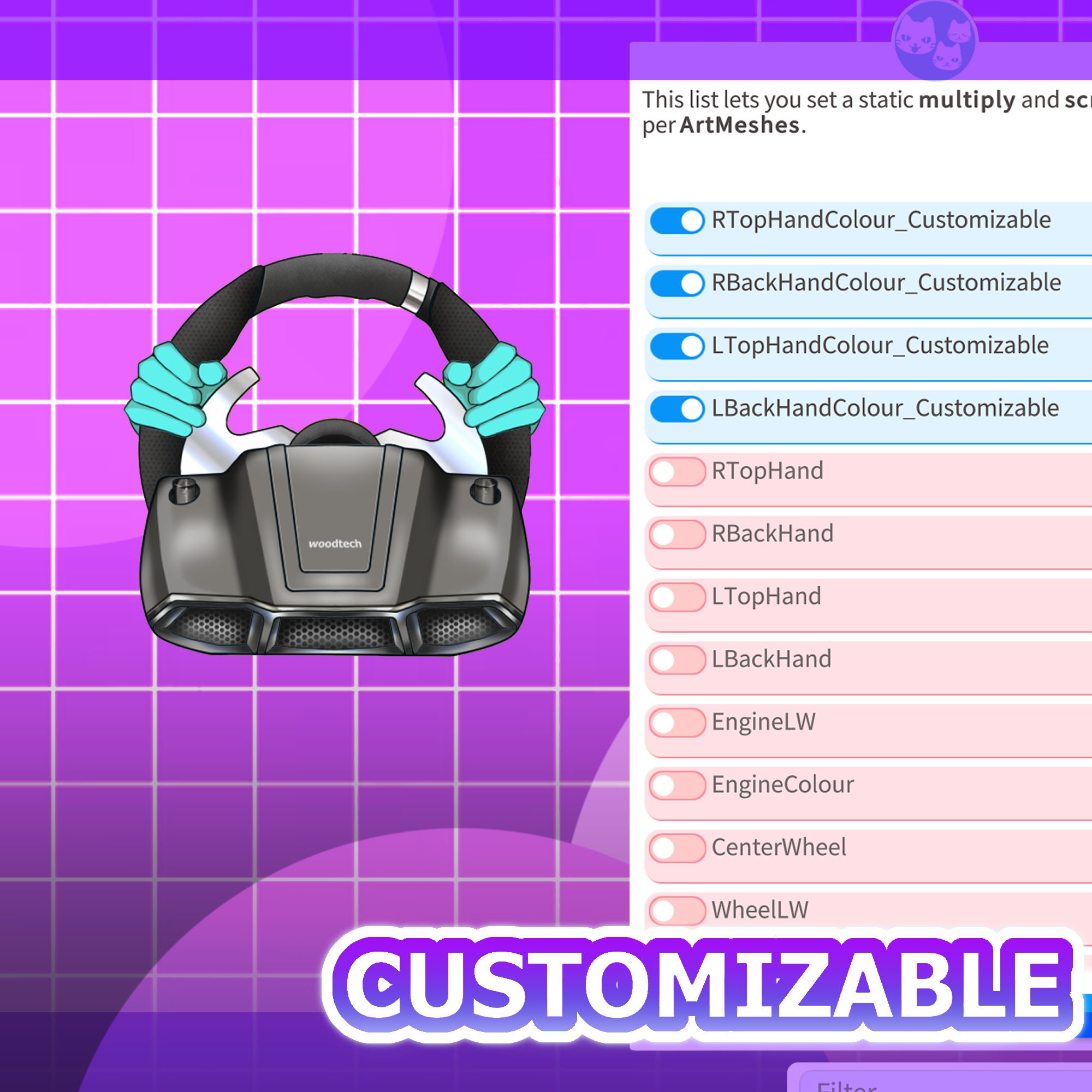 Rigged and Controllable Steering Wheel With Custom Skintone vtuber ...