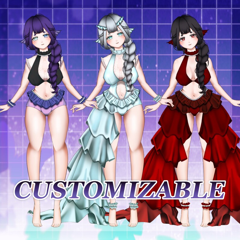 Premade Live2d Vtuber Model for Commercial Use Siren Vtuber 5 Expressions Vbridger Ready Color ...