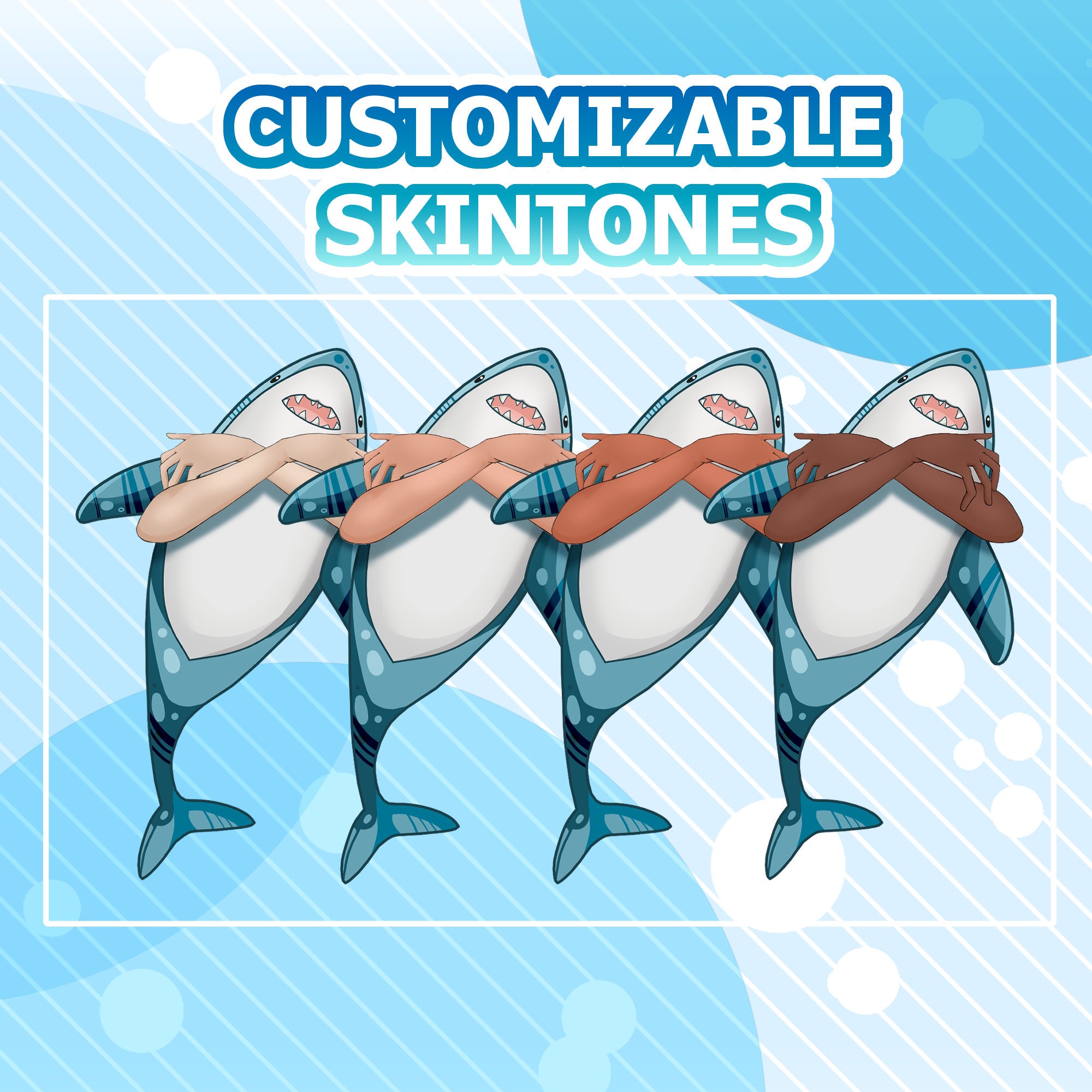 Blahaj Shark Rigged Vtuber Model: Customizable Skintones - Etsy