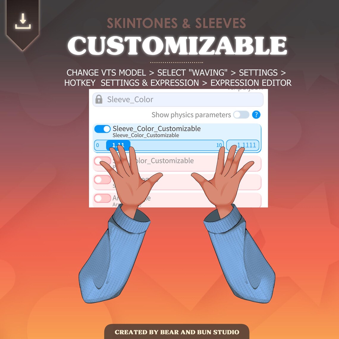 Rigged Waving Hand Vtuber Model: Live2d Item With Toggles - Etsy