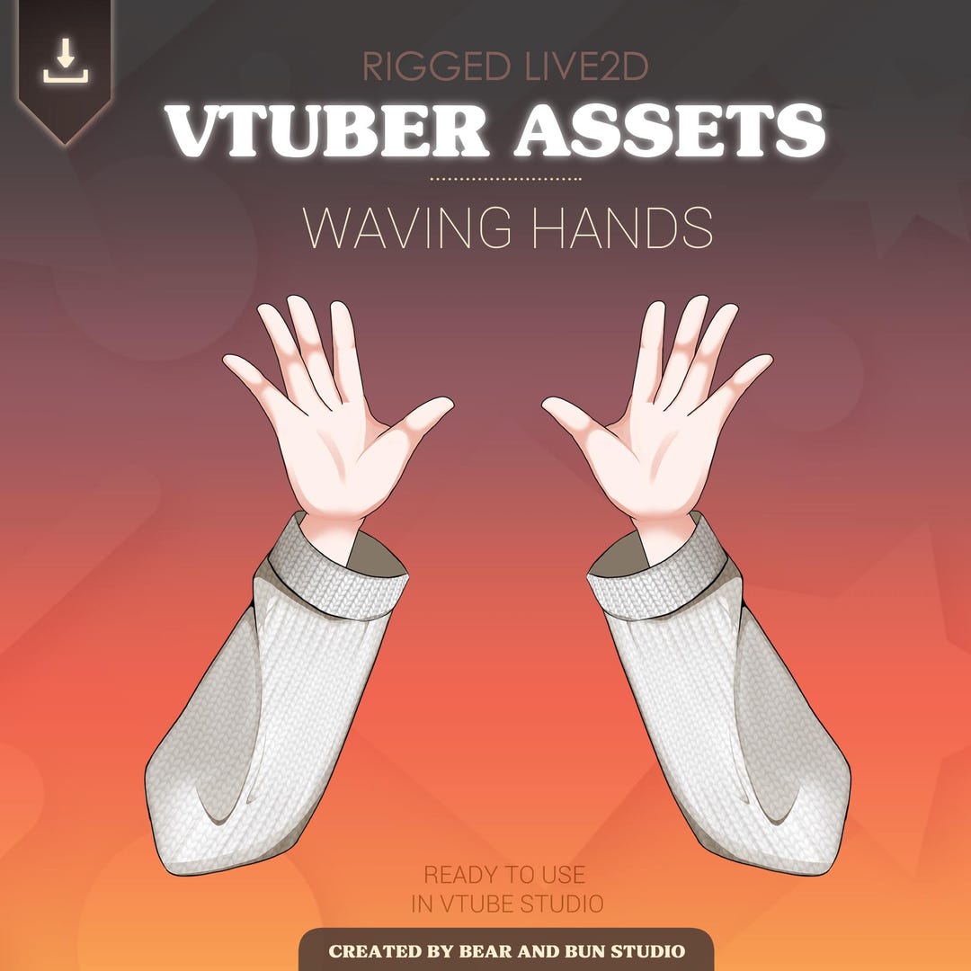 Rigged Waving Hand Vtuber Model/item | Live2d Item | Sleeve Colors ...