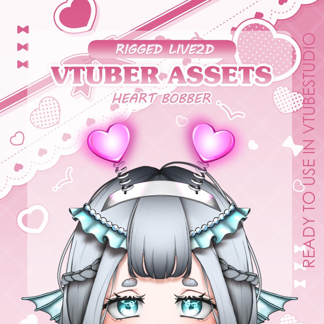 Heart Bobber Rigged Vtuber Asset | Customizable Colors | Headband ...