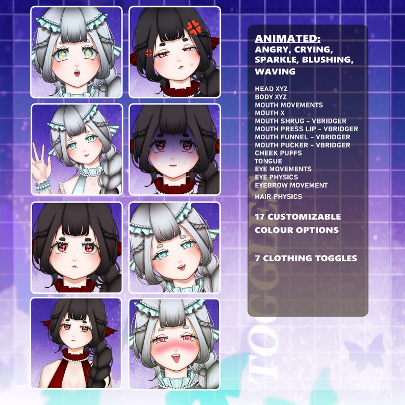 Premade Live2d Vtuber Model for Commercial Use Siren Vtuber 5 Expressions Vbridger Ready Color ...