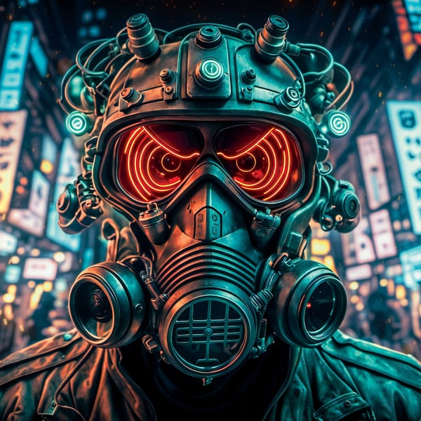 Gas Mask Cyberpunk Wall Art - Etsy