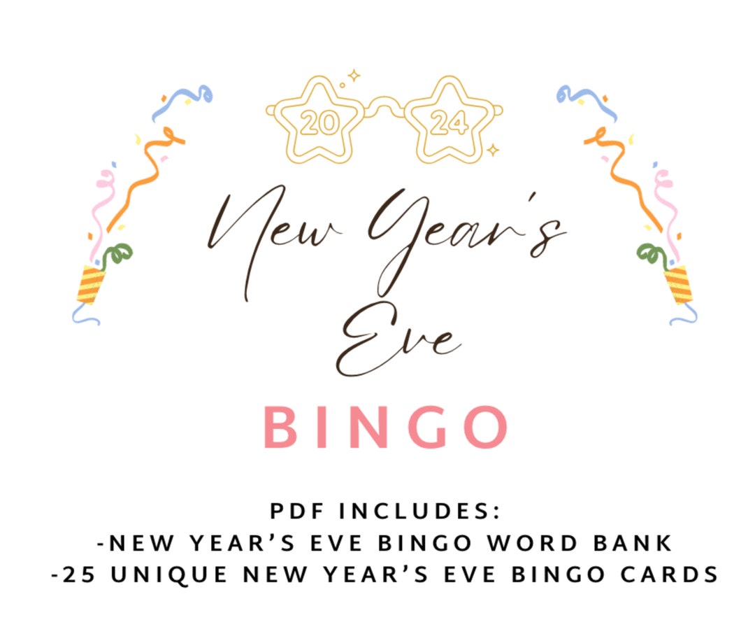 New Year's Eve 2023 Bingo Extravaganza Party Game Instant PDF Download ...