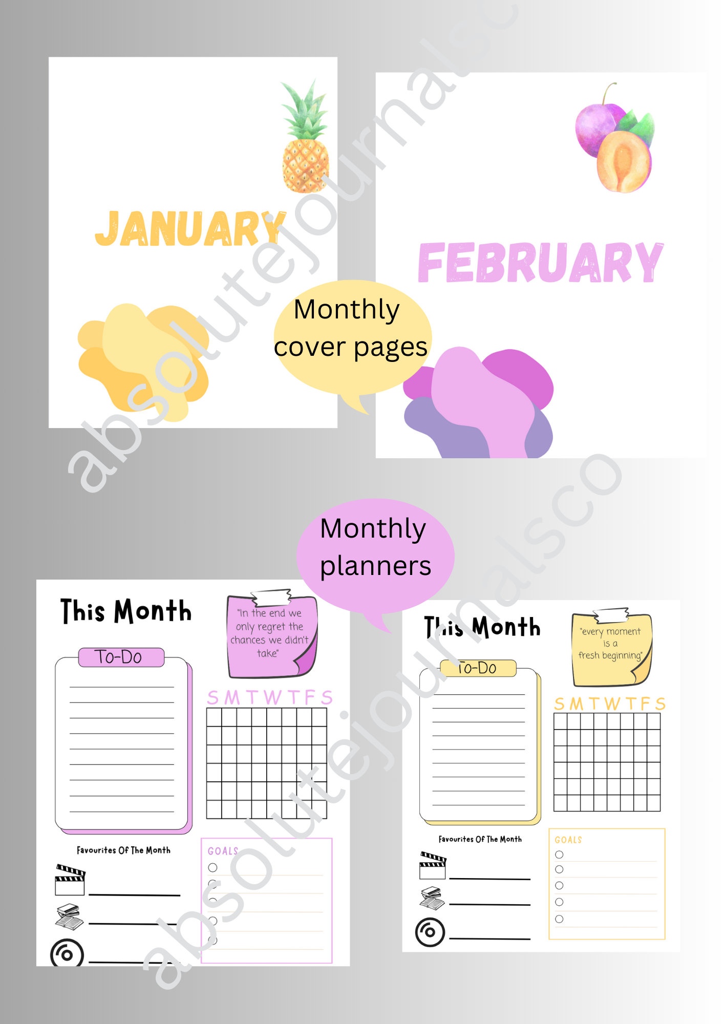 96 Pages Bullet Journal Monthly Trackers Monthly Cover Pages Habit ...