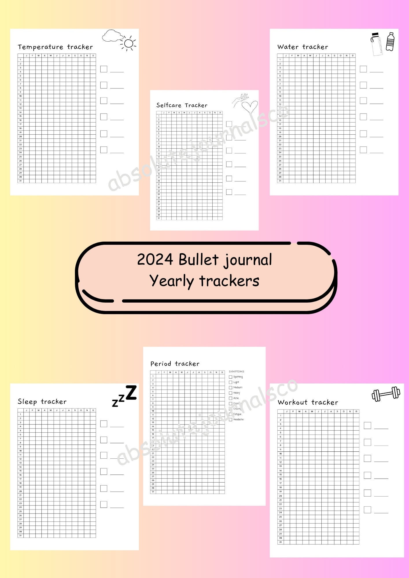 Monthly Trackers Bundle Printable daily Habit Tracker Bundle A5 Planner ...