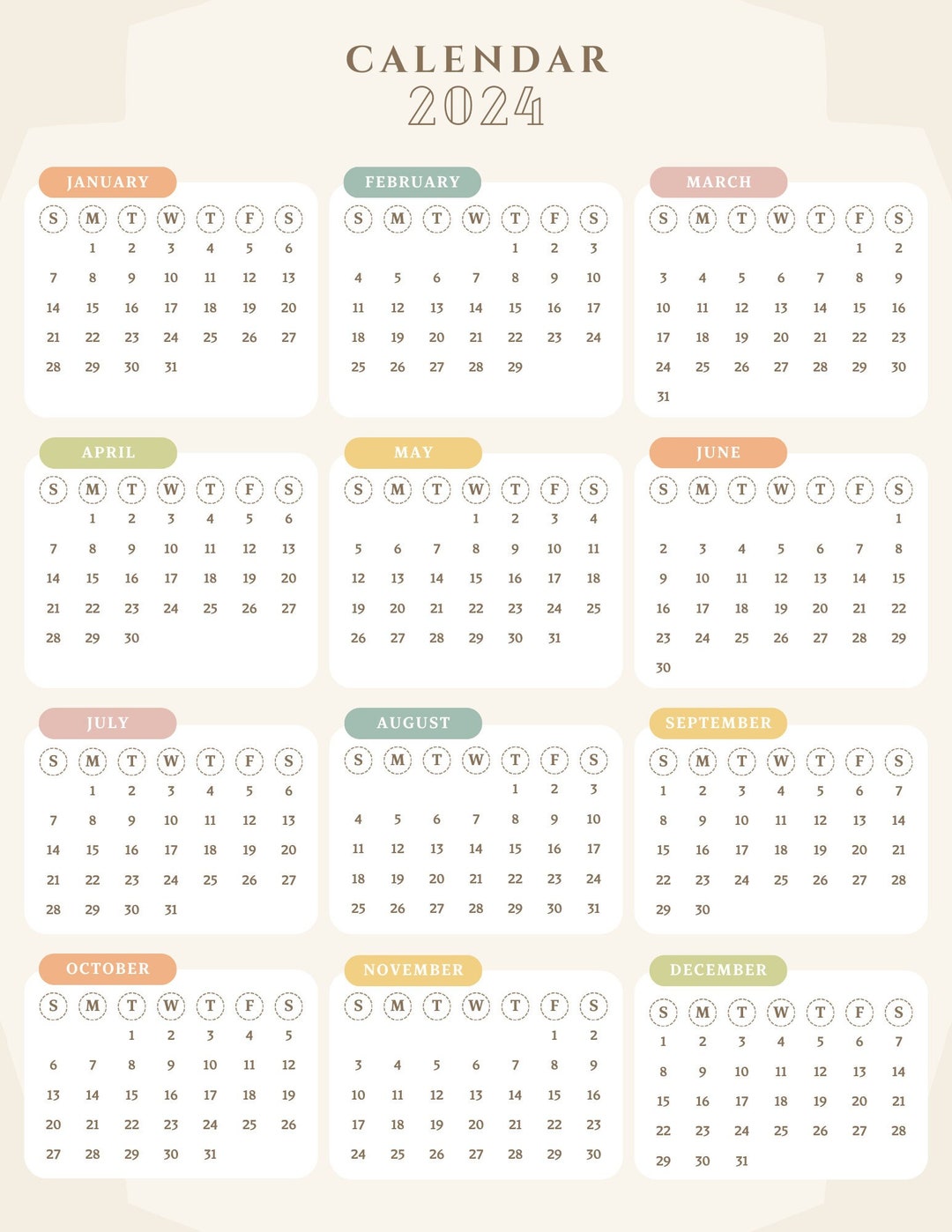 2024 Year Bullet Journal Pages Minimal Pastel - Etsy